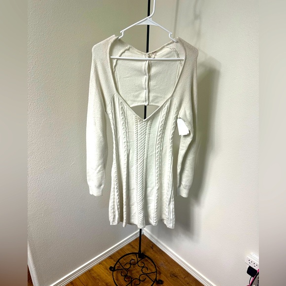 Free People | Dresses | New Free People Small World Sweater White Mini ...